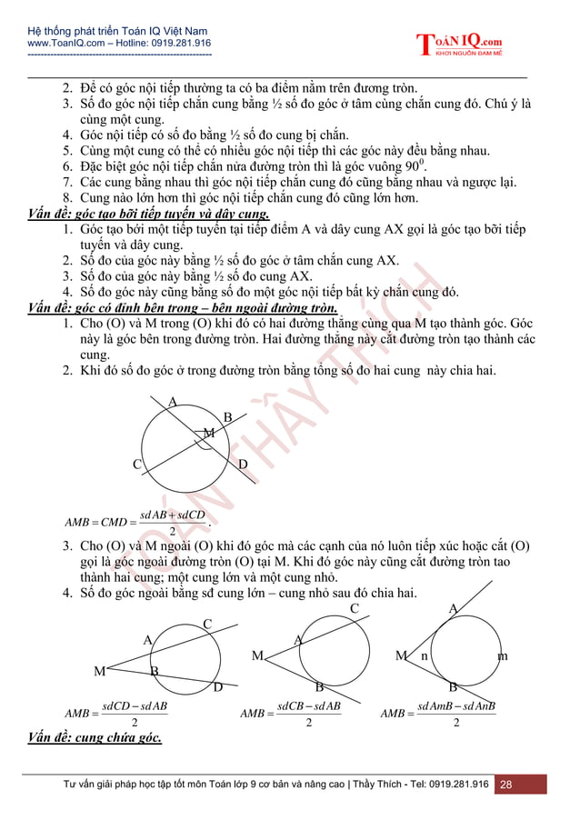 Toán lớp 9 - Tổng hợp kiến thức lý thuyết Đại số 9 và Hình học 9 | PDF