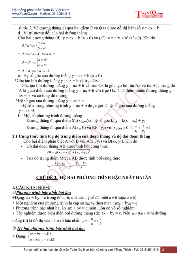 Toán lớp 9 - Tổng hợp kiến thức lý thuyết Đại số 9 và Hình học 9 | PDF