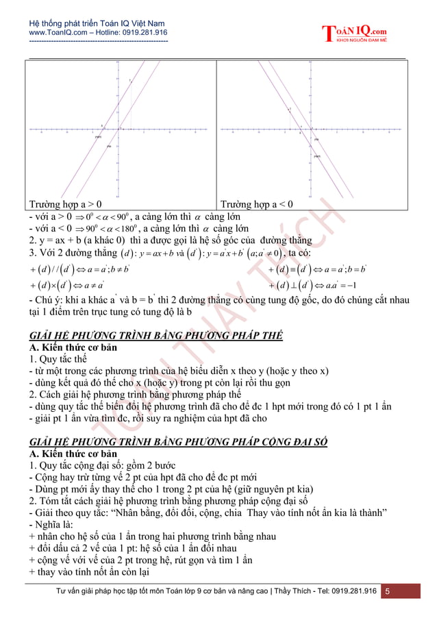 Toán lớp 9 - Tổng hợp kiến thức lý thuyết Đại số 9 và Hình học 9 | PDF