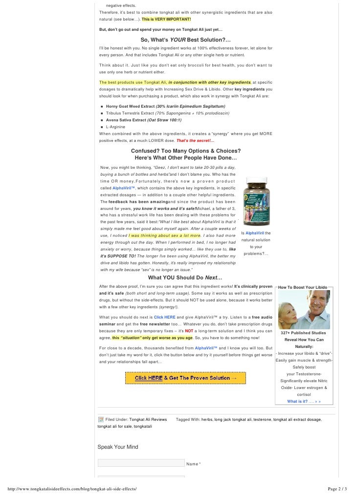 Tongkat ali side effects