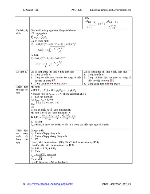 Tổng kết công thức kinh tế lượng ( kinh te luong) | PDF