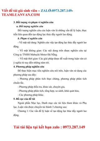 Tạo Động Lực Thúc Đẩy Người Lao Động Tại Công Ty Tnhh Mabuchi Motor Đà ...
