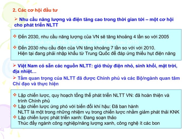 Tổng quan Năng lượng tái tạo Việt Nam - Nguyễn Tiến Long | PPT