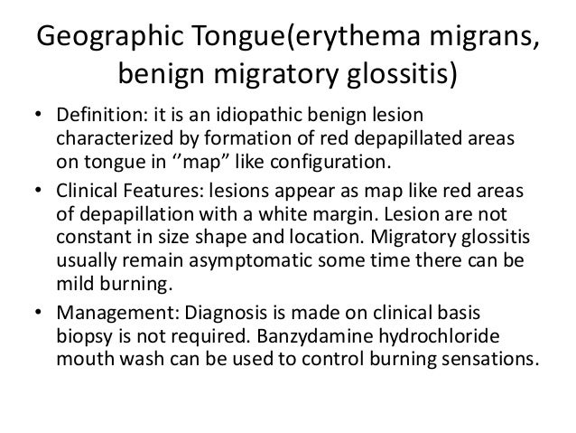 Erythema Migrans Tongue Geographic Tongue, Benign Migratory Glossitis