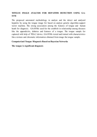 Tongue image analysis for hepatitis detection using ga | PDF