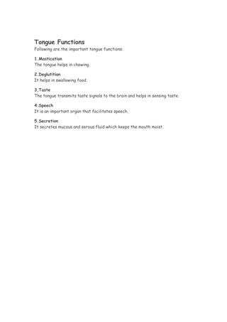 tongue notes for digestive system b.sc N | PDF