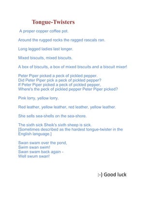 Tongue twister 2 | PDF