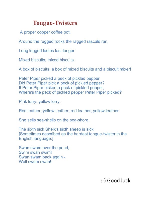 Tongue twister 2 | PDF