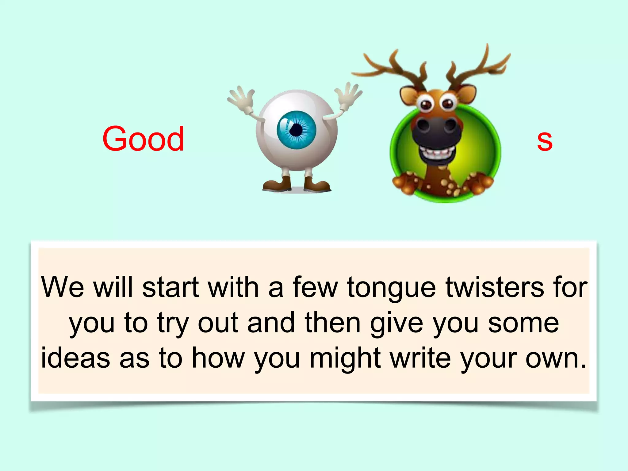 Writing Tonsil Tickling Tongue Twisters | PPTX