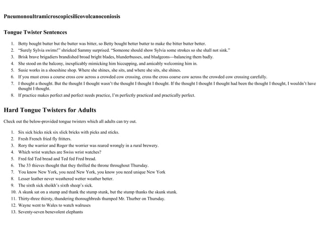 a Tongue Twister= Tongue Twister Sentences | PPT