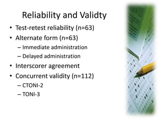 TONI-4 Test Review | PPTX
