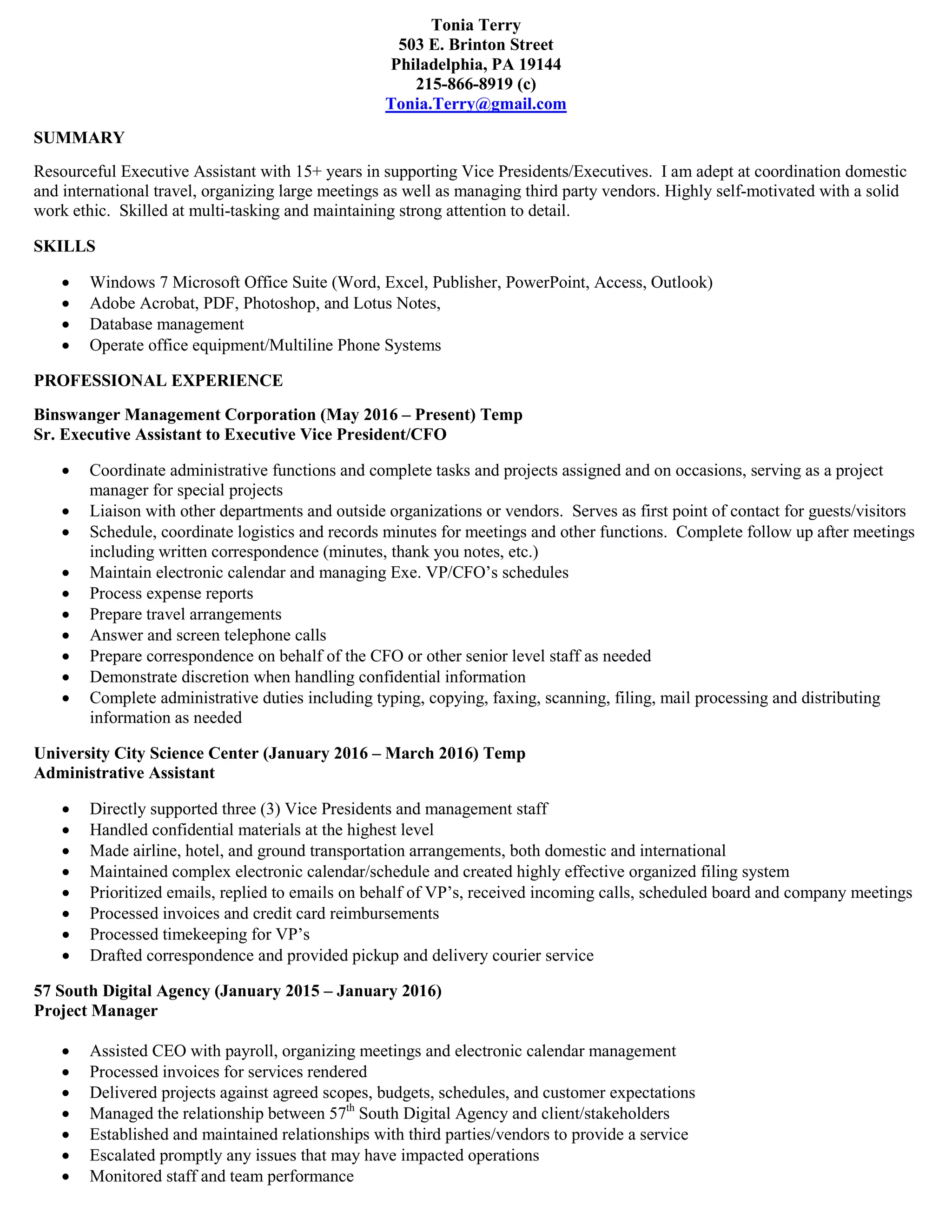 Tonia terry professional resume | PDF