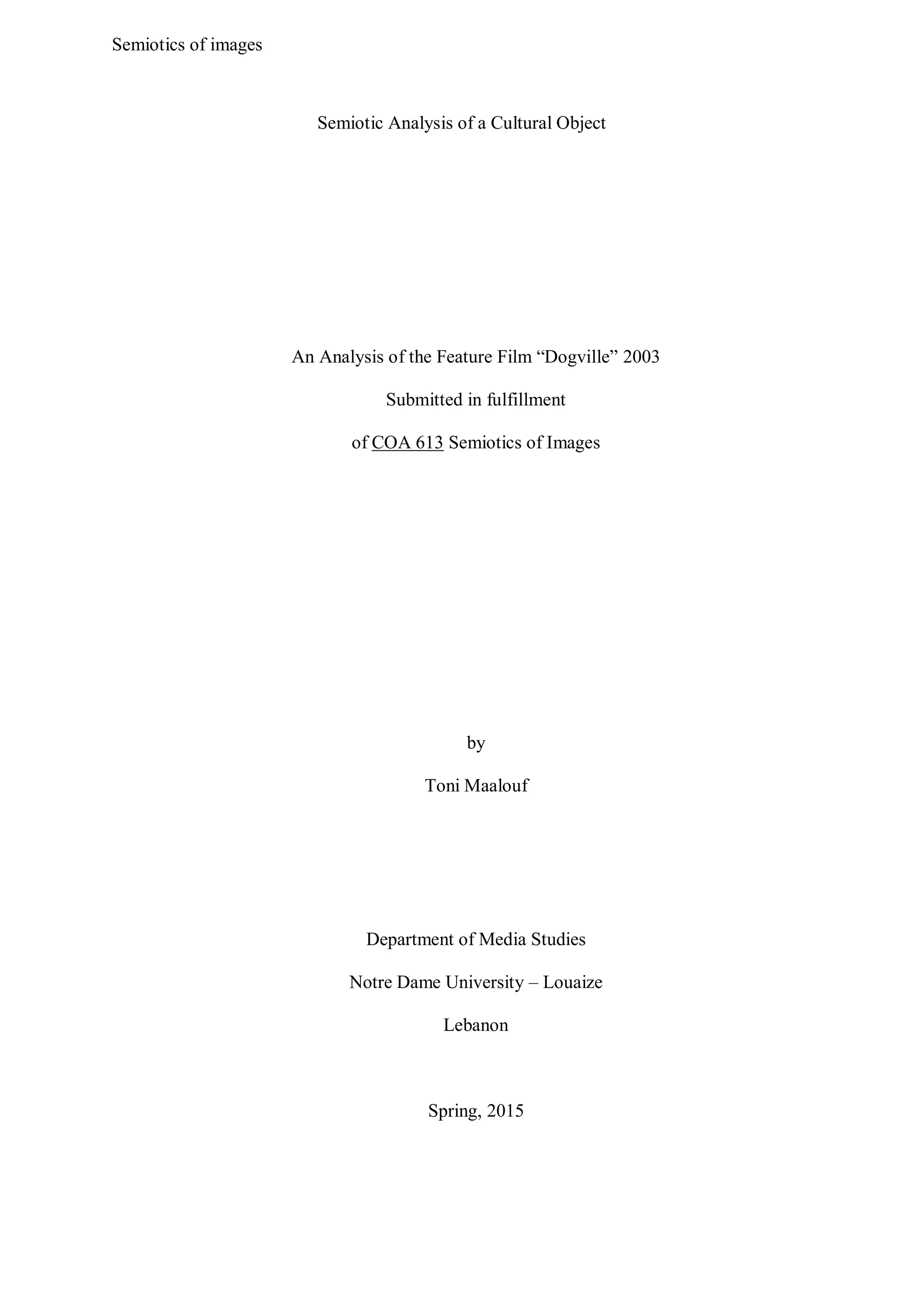 Film-semiotic-analysis Dogville | PDF