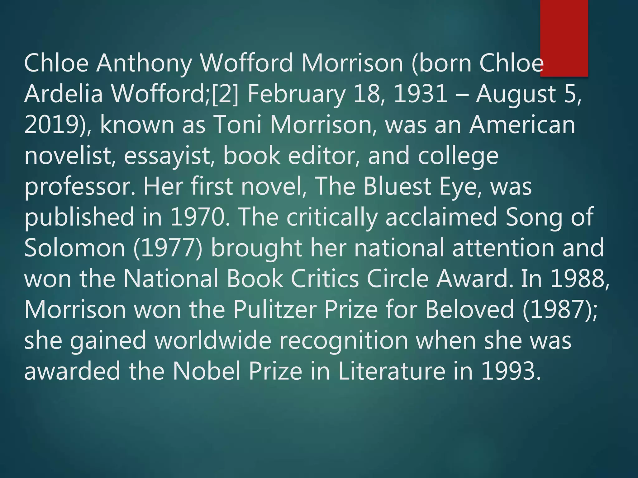 Toni morrison | PPTX