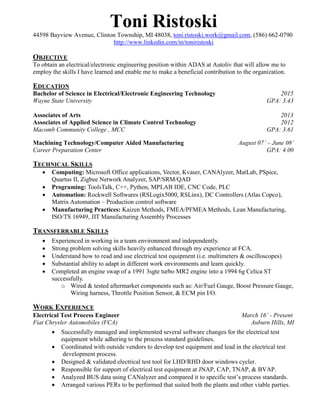 Toni's resume | PDF | Automotive Industry | Industries