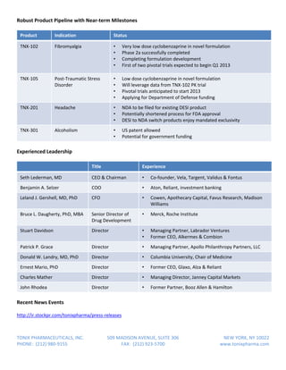 TONIX fact sheet | PDF