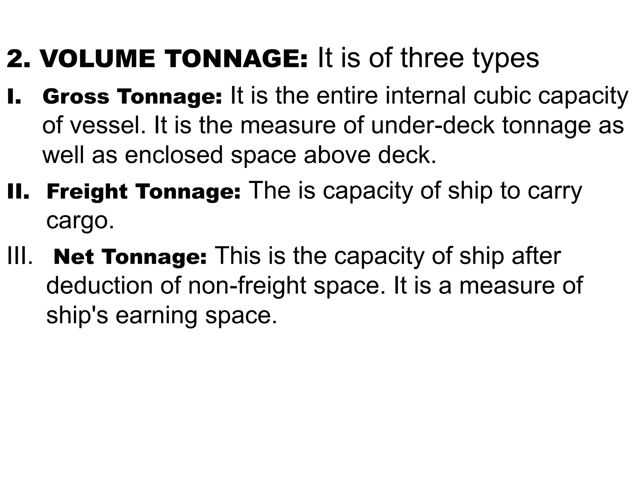 Tonnage - Ships Capacity | PPTX