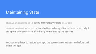 The android activity lifecycle | PPTX