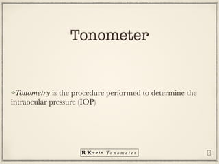 Tonometer - Basics & Types | PDF