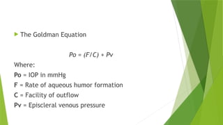 TONOMETRY: Methods of measuring the Intraocular Pressure | PPTX