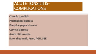 Tonsillar diseases and tonsillectomy .pptx