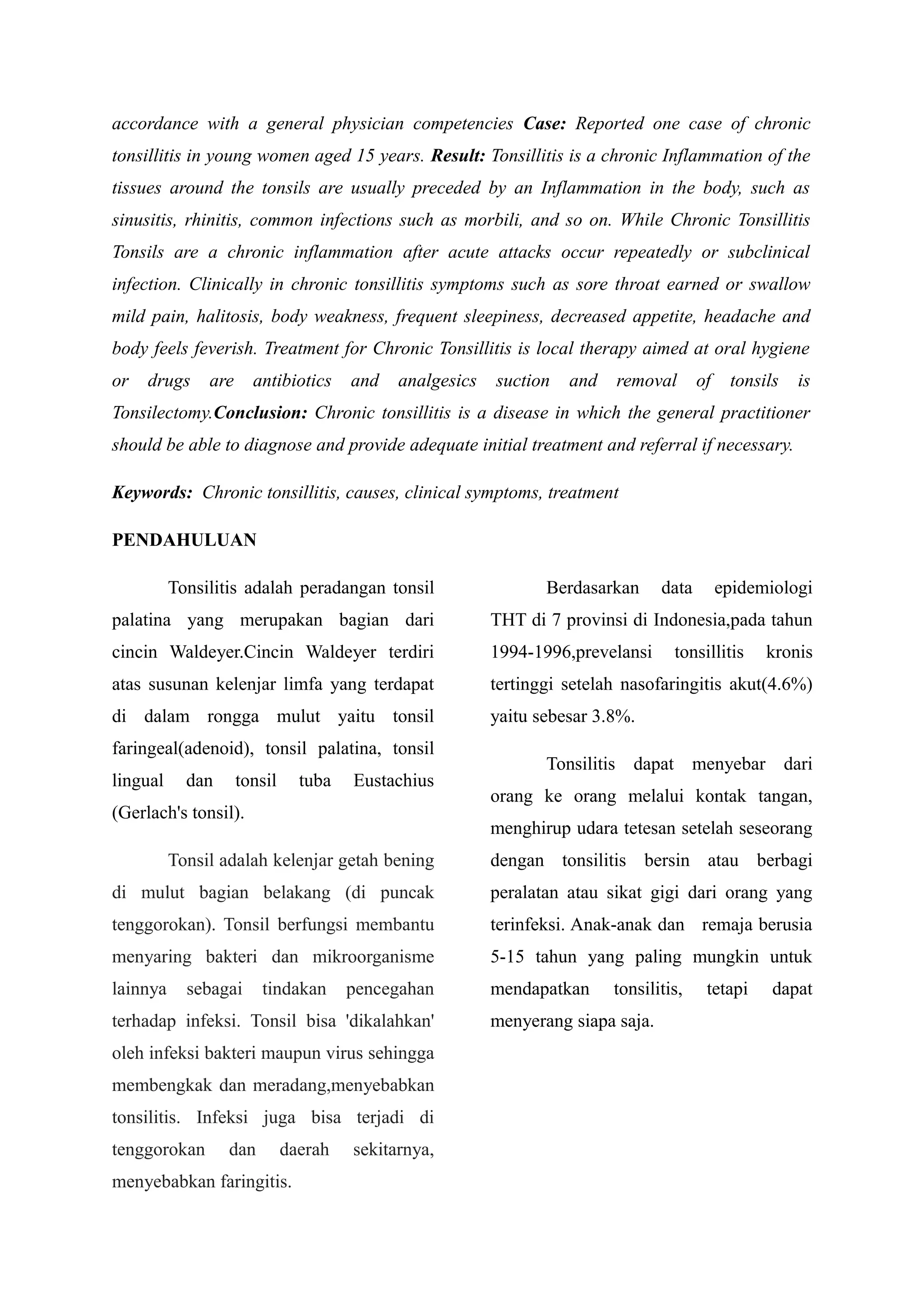 Tonsilitis kronis | DOC