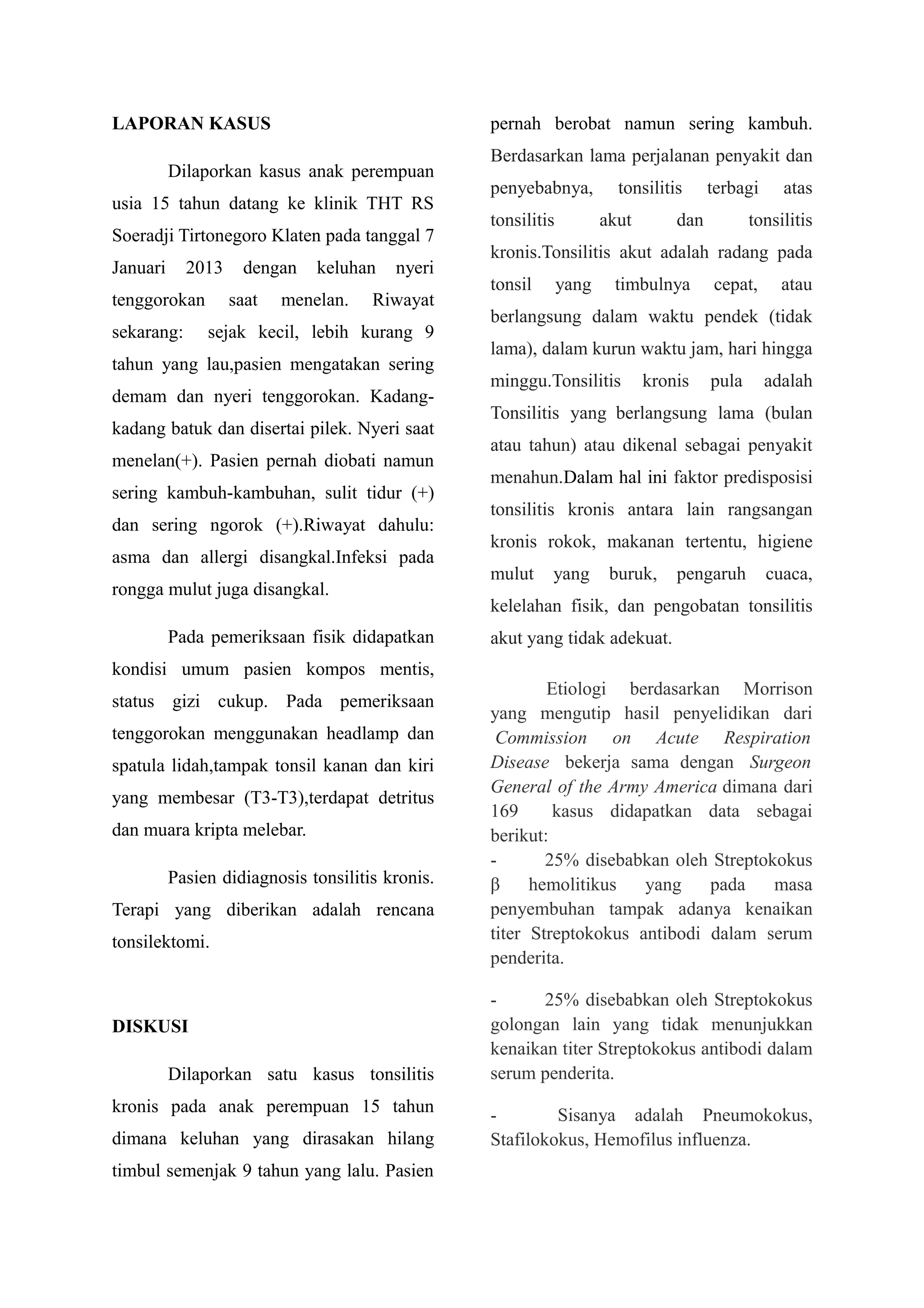 Tonsilitis kronis | DOC