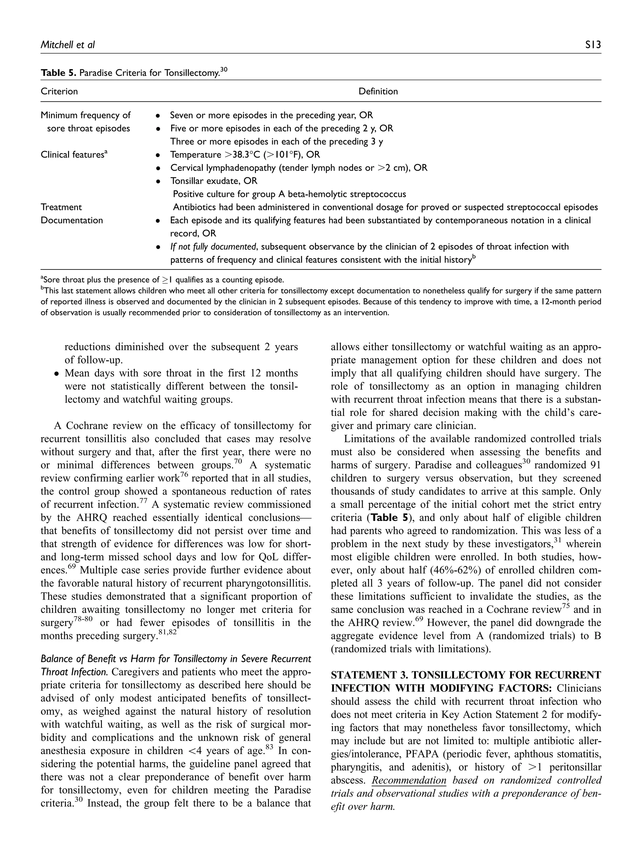 Tonsillectomy in children 2019 AAO-HNS | PDF