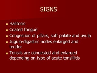 tonsillitis for nursing students at degree | PPT