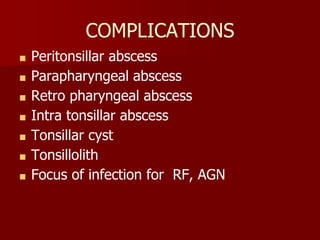 tonsillitis for nursing students at degree | PPTX