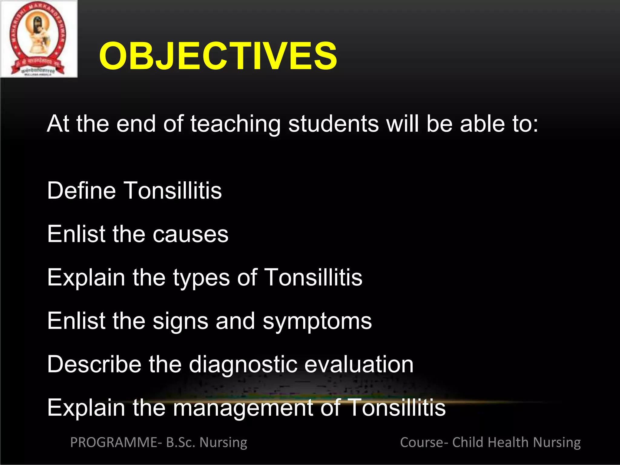 tonsillitis .pptx | Ear, Nose and Throat Conditions | Diseases and ...