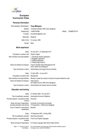 Tony cv en | PDF | Secondary Education | Education