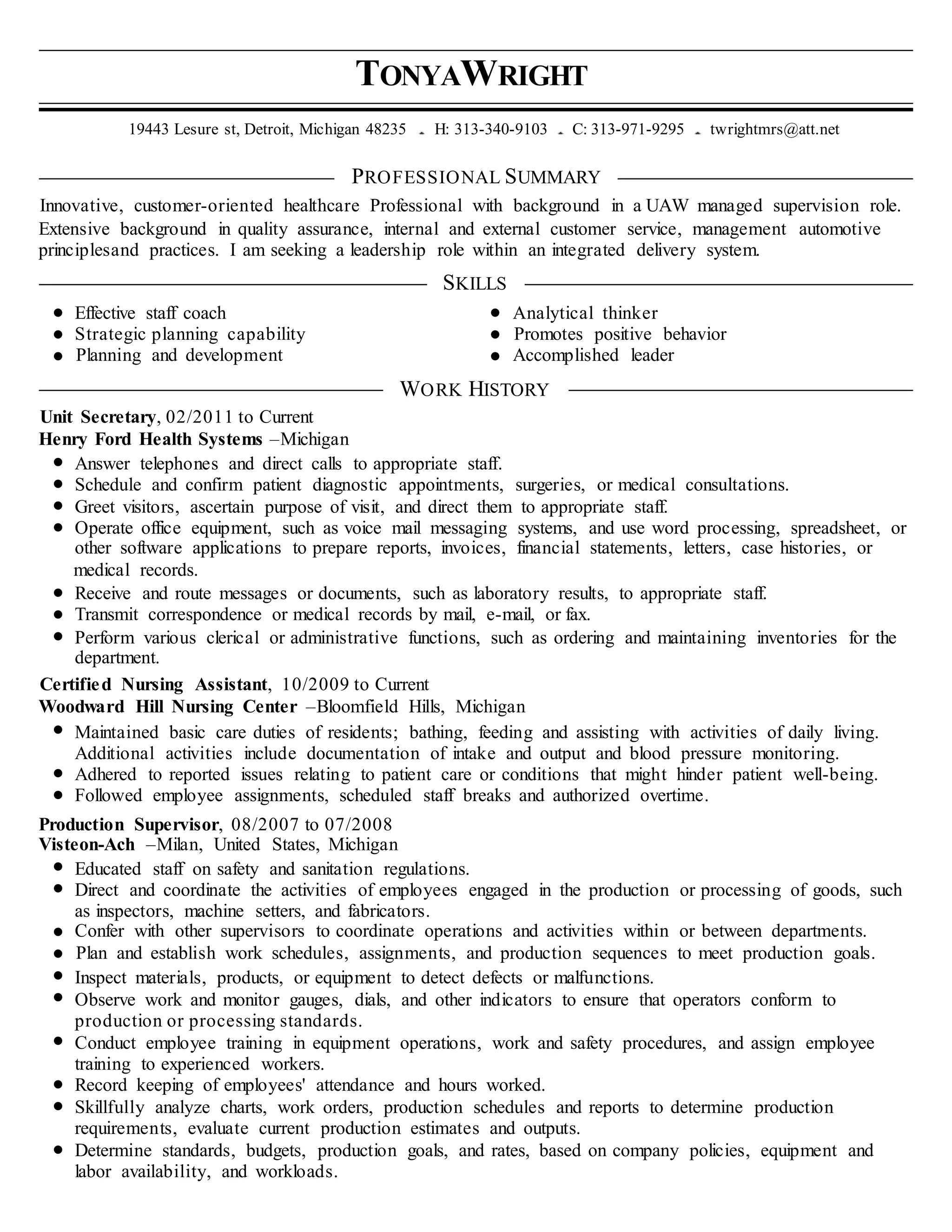 Tonya wright resume 1 | DOCX