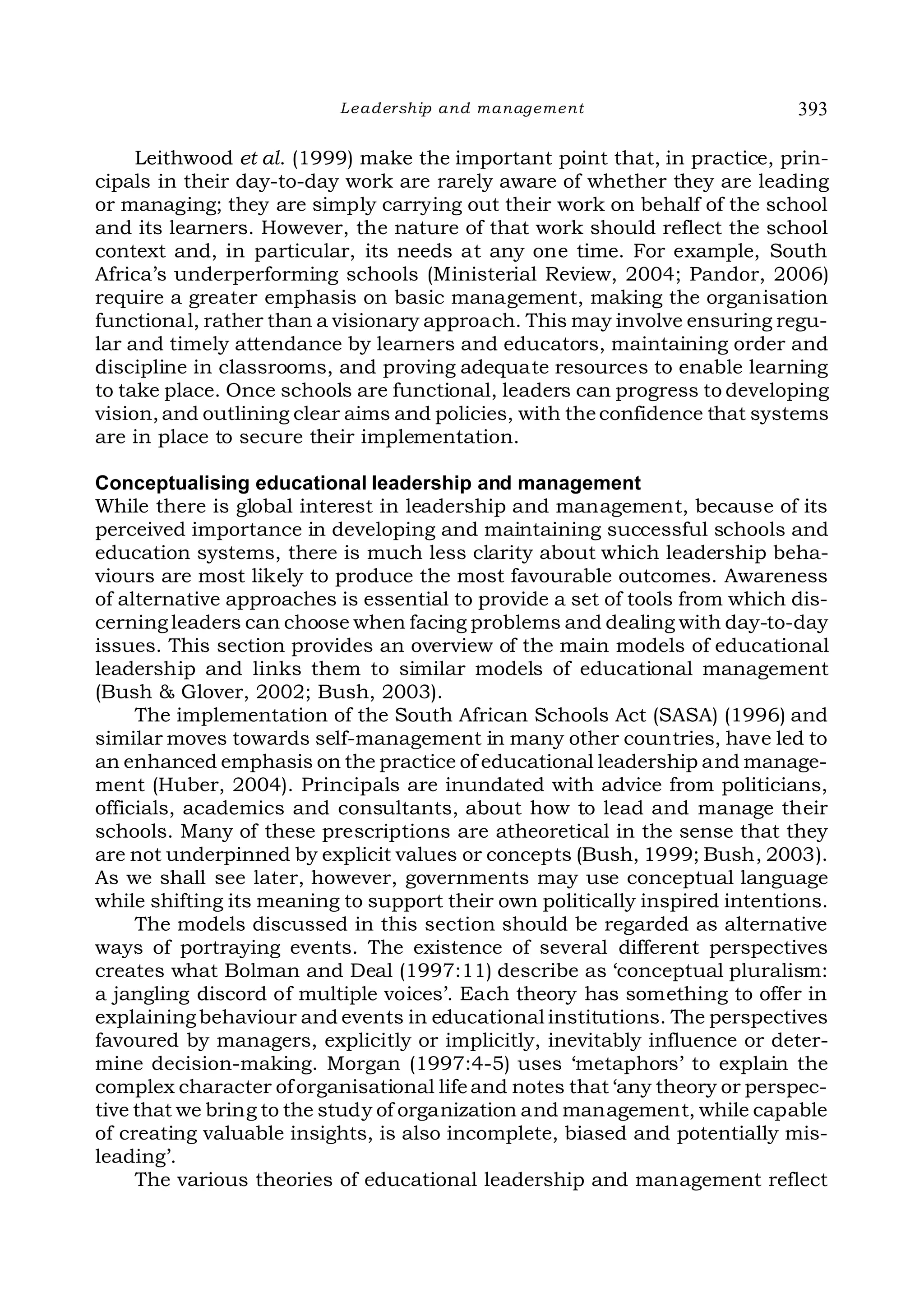 work of leadership by Tony bush Tony bush work | PDF