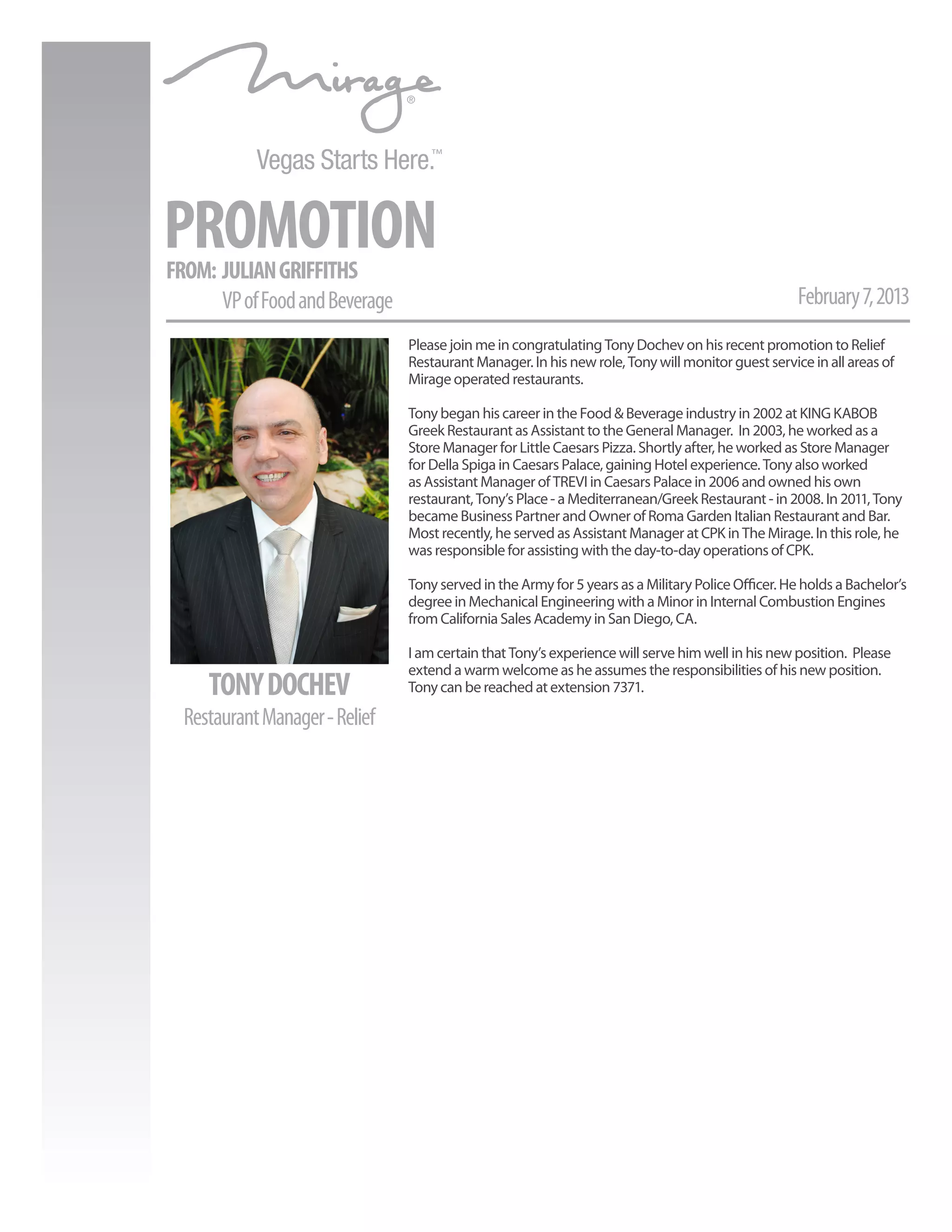 Tony dochev promotion | PDF | Bars & Restaurants | Attractions
