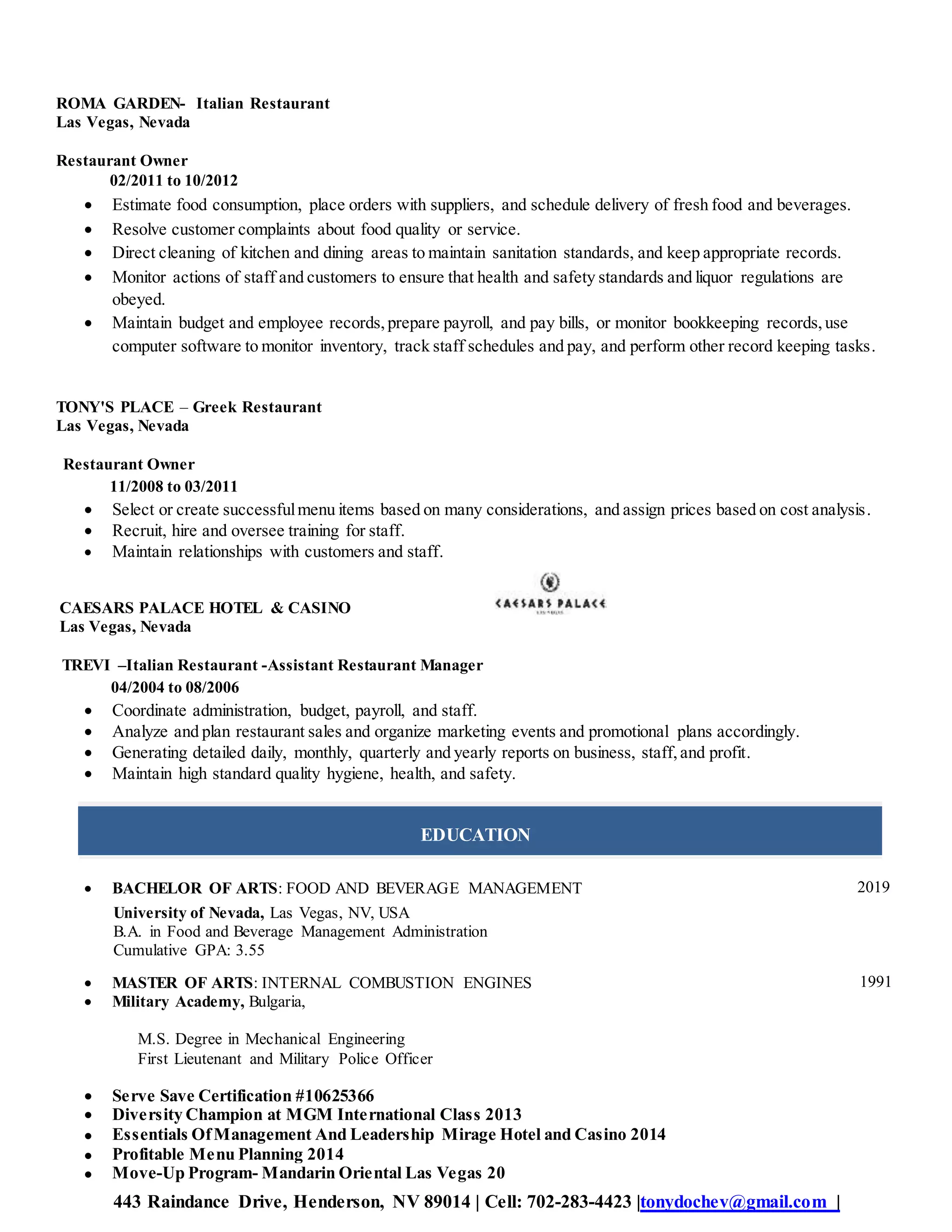 Tony dochev resume 2017 | PDF