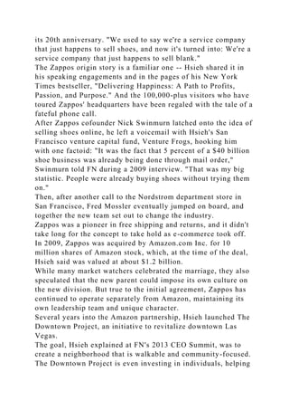 Tony Hsieh, the Zappos.com luminary who revolutionize.docx