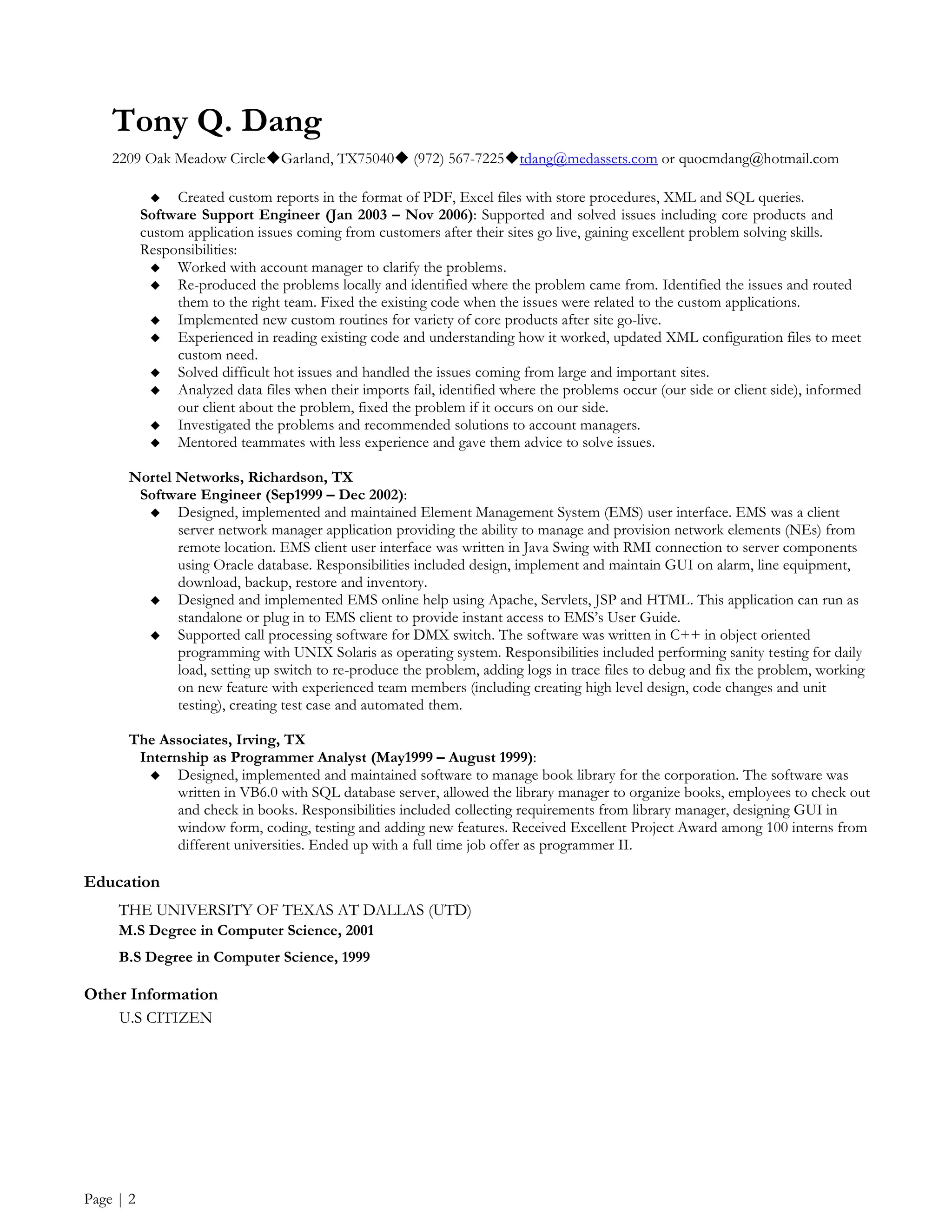 Tony m dang_resume | DOCX