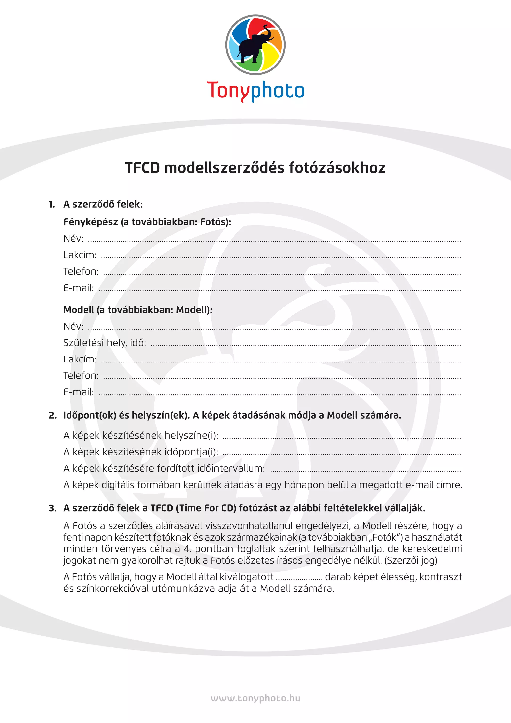 Tfcd modell szerzodes 2017 Tonyphoto | PDF