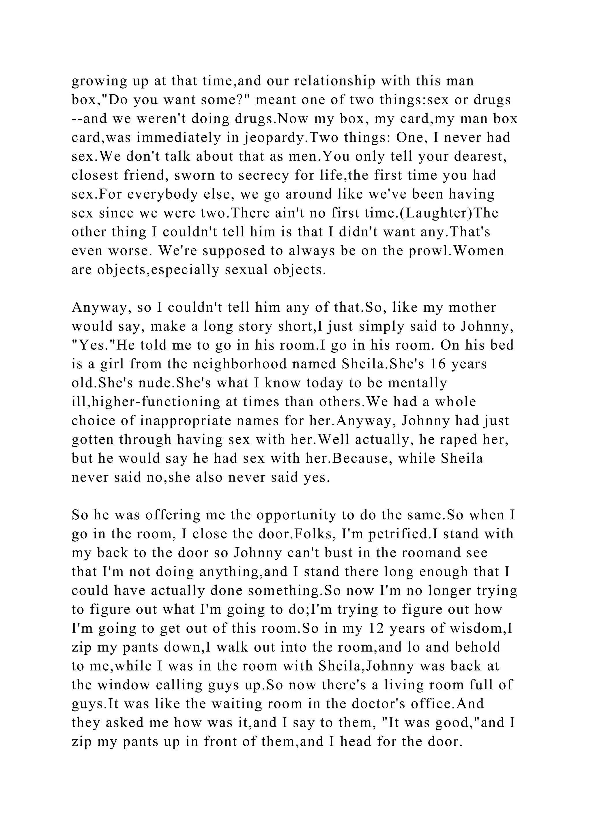 Tony Porter TED talk transcriptI grew up in New York City,betw.docx