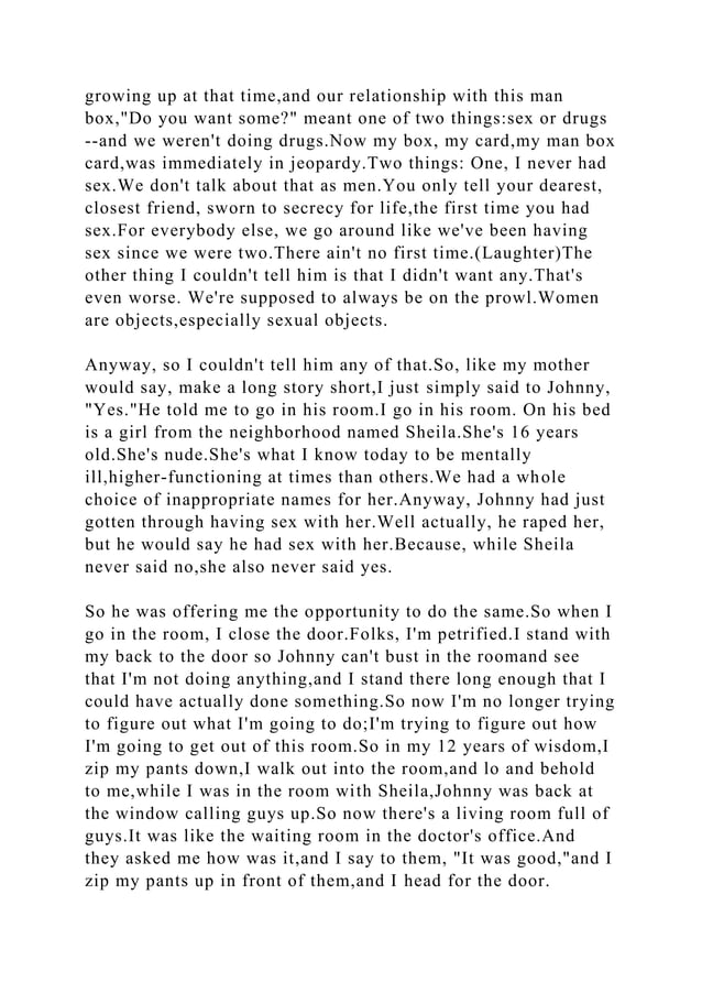 Tony Porter TED talk transcriptI grew up in New York City,betw.docx