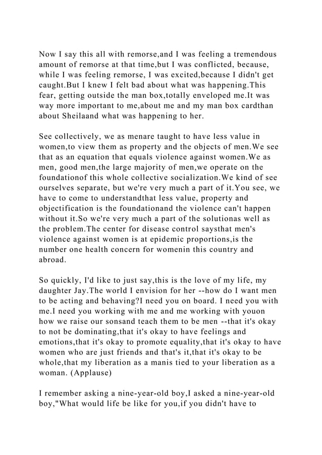 Tony Porter TED talk transcriptI grew up in New York City,betw.docx