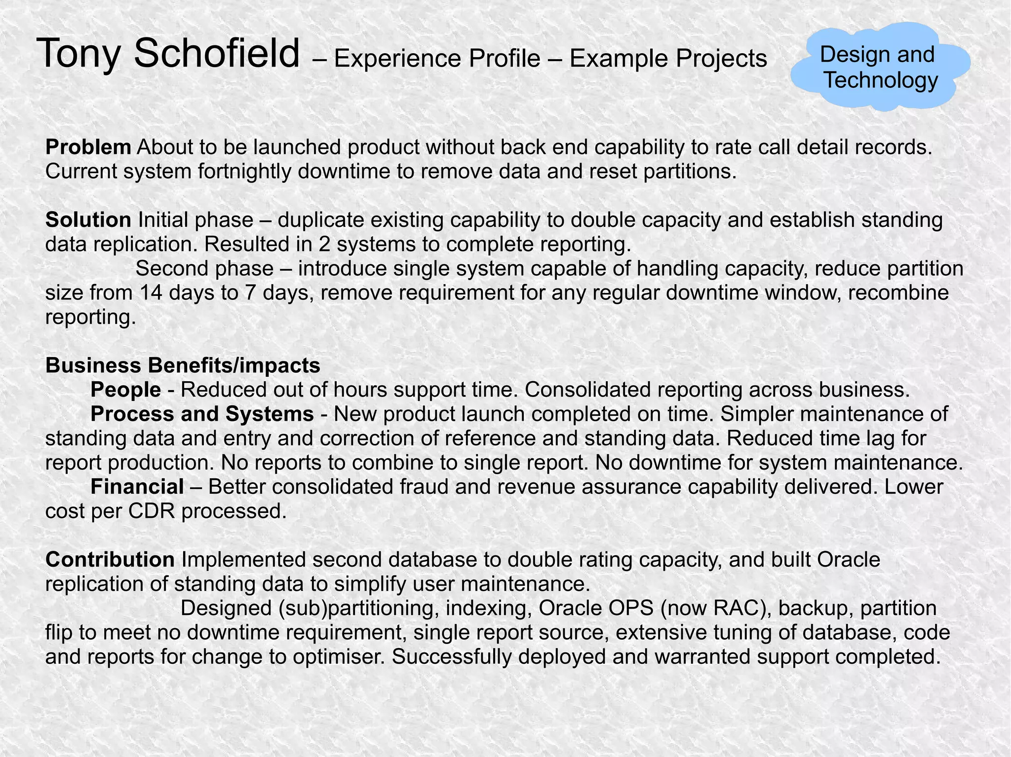 Tony schofield profile | ODP | Databases | Computer Software and ...