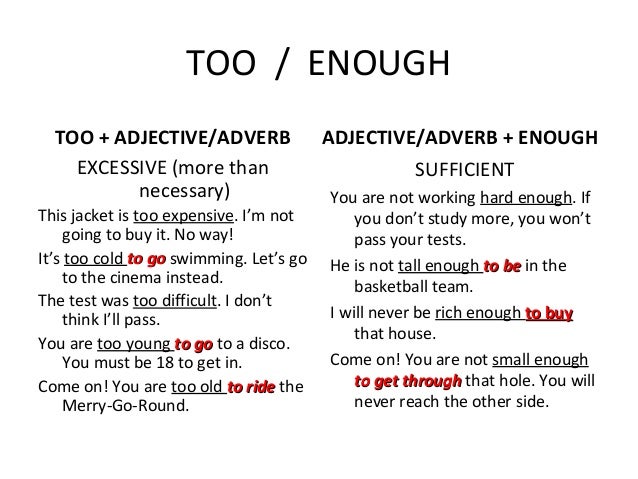 Too/enough