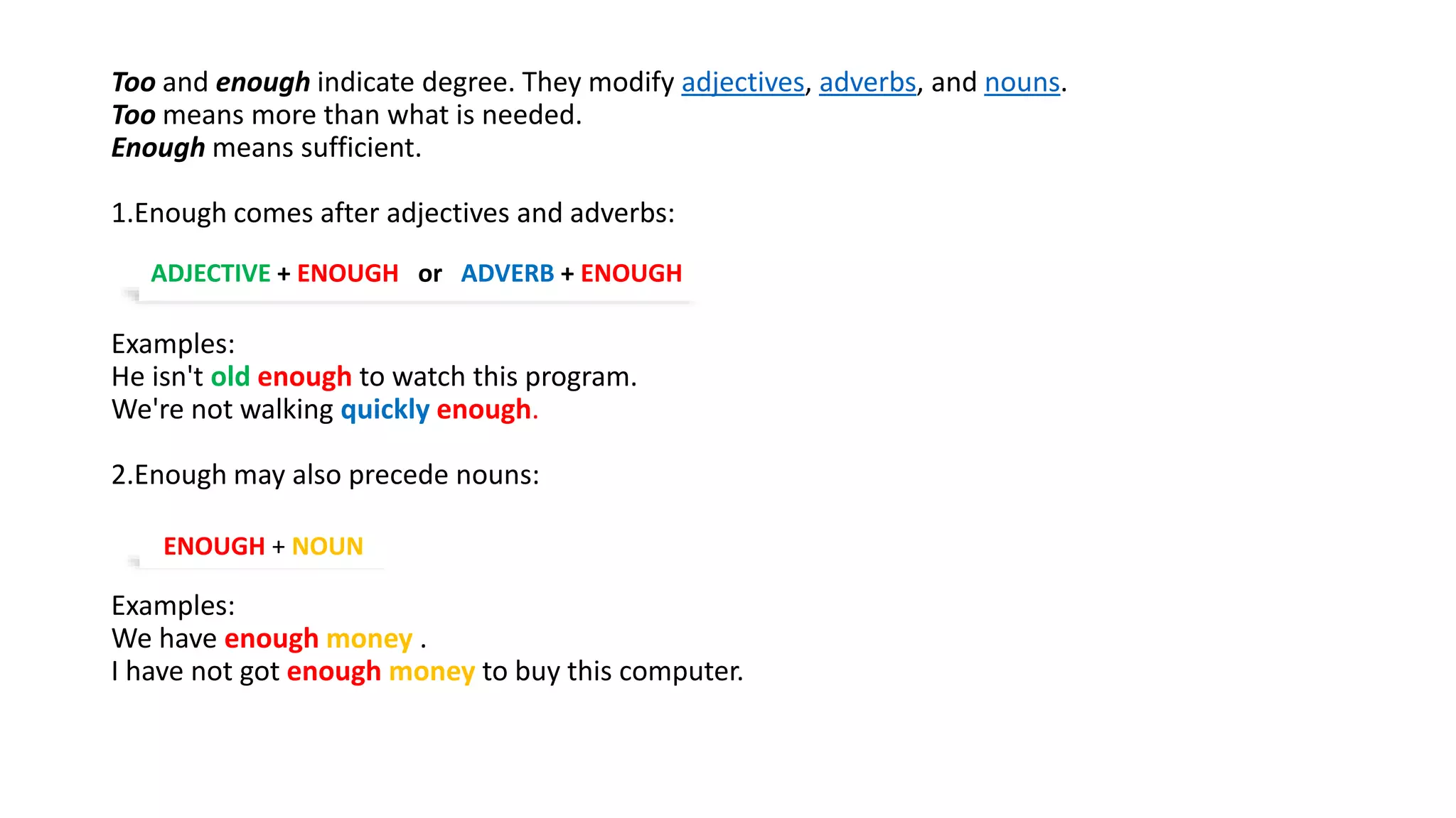 Too and Enough | PPTX