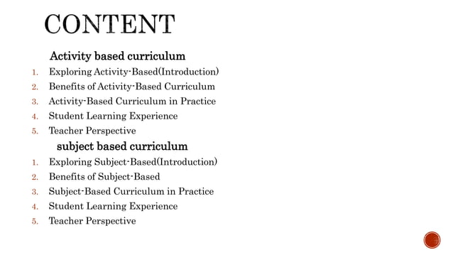 Activity based curriculum and Subject based currilum.pptx | Primary ...