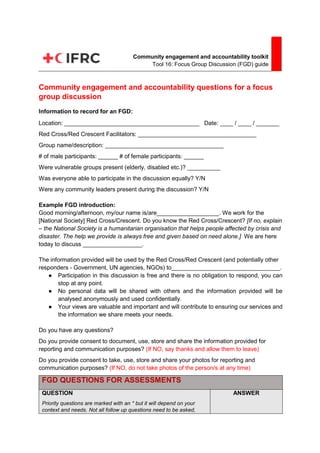 Focus Group Discussion Guide | DOCX