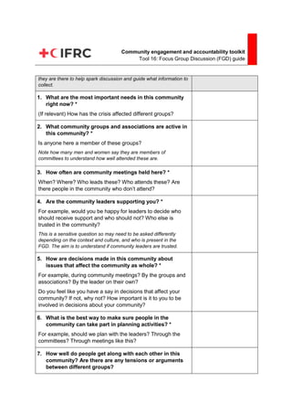 Focus Group Discussion Guide | DOCX