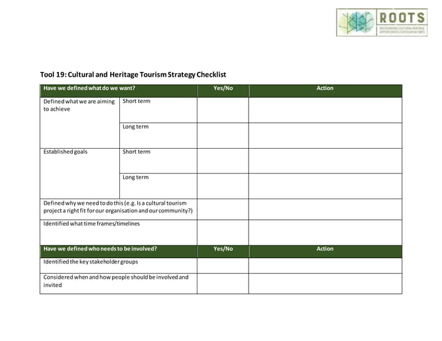 Tool 19 cultural and heritage tourism strategy checklist | PPT