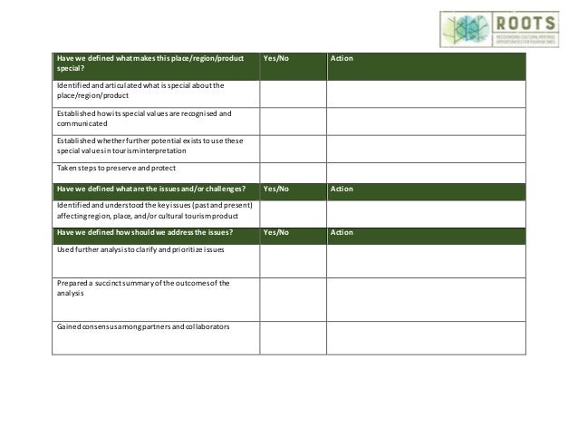 Tool 19 cultural and heritage tourism strategy checklist